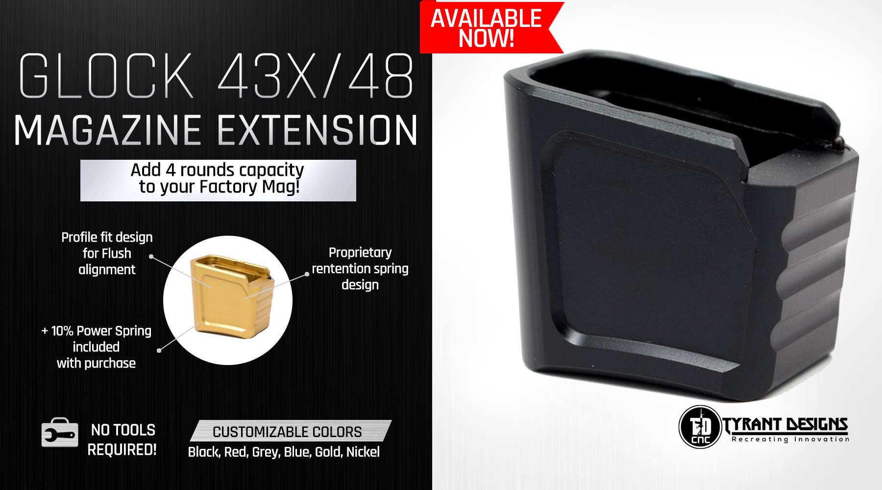 Tyrant Designs Unveils NEW Glock 43X/48 +4 Magazine Extension | Jerking ...